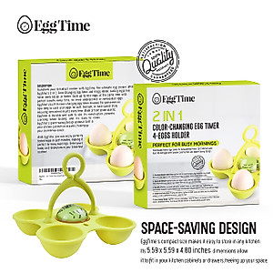 Egg Cooker: Egg Holder for Boiled Eggs - Quick, Efficient & Fail-Proof Color-Changing Egg Timer - Boil Up to 4 Eggs to Perfection Without Cracks or Guesswork! - In Water Timer for Boiled Egg