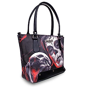 Liquorbrand Eternal Shoulder Tote Bag and Coin Purse Handbag & Zipper Pouch | Sugar Skull Dia De Los Muertos Dark Gothic Design