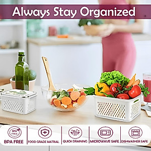 5 PCs Fruit Storage Containers for Fridge, Leakage Proof Fruit Storage Containers with Removable Colanders, Fruit Containers for Fridge with Lid, BPA-Free Produce Containers for Fridge