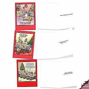 NobleWorks Variety Pack of 10 Christmas Greeting Cards with Envelopes, Adult Cartoon, Humor Holiday Assortment for Men and Women - Traces of Nuts A1250