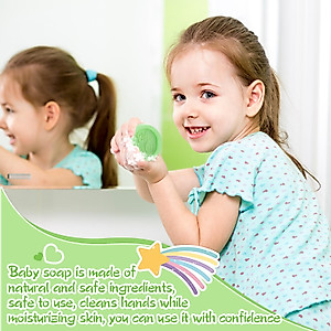 Demissle 24 Sets Baby Shower Soap Favors Handmade Scented Soap with Gift Bags and Thank You Cards for Baby Shower Gender Reveal Favors Decorations Gift Supplies(Green, Baby)