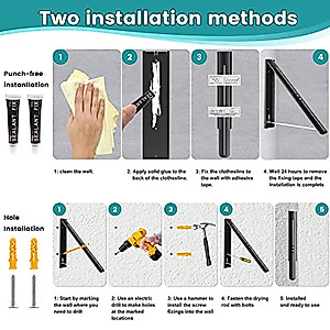 Vaselin Invisible Clothes Drying Rack, Retractable Clothes Drying Rack, Wall Mounted Clothes Drying Rack, for Laundry Room Space 13.7 x 1.85x 0.51inches