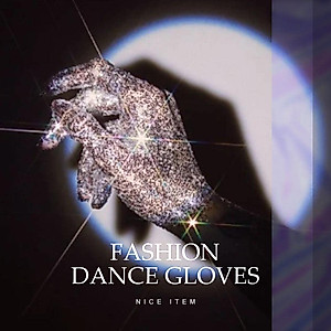 Yikisdy Sequins Fingerless Glove sparkly Gold Gloves Rave Mermaid Glove for Women (Gold)