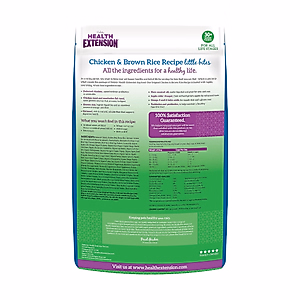Health Extension Little Bites Chicken & Brown Rice Dry Dog Food (4 lb / 1.8 Kg) - Natural with Probiotics and Superfoods for Teacup, Toy & Small Breeds (Pack of 2)