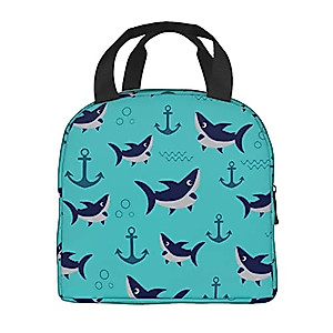 Ocean Lunch Bag Women Small Cooler Bags Insulated Lunch Box for Teen Girls Mens Lunchbox for Work Cooler Tote Bag Waterproof Leak Proof for School Pinic Shark