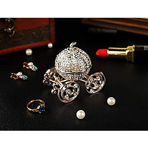 QIFU Pumpkin Carriage Series Enameled Trinket Box Hinged Decorative Collectible Figurine Unique Gift to Store The Ring