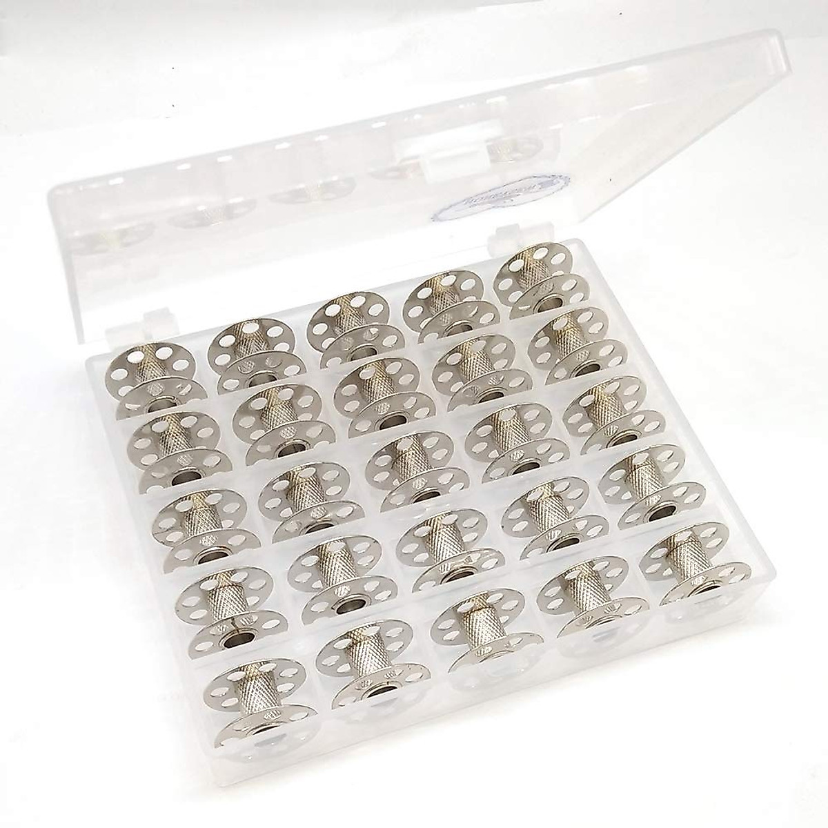 HONEYSEW 25PCS Metal BOBBINS with Clear Box # 0115367000-B Alt# 0015367200 for Bernina bobbins (25pcs with Clear Box)