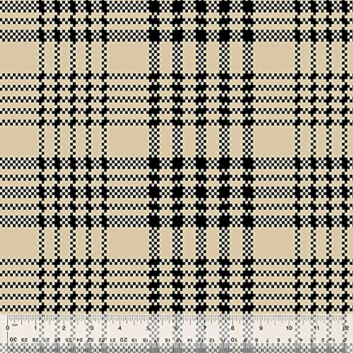 Tartan Plaid Tan Anti-Pill No-Sew Throw Fleece Fabric Kit (72x60)