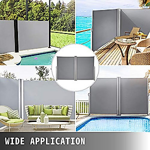 Retractable Side Awning 236" x 63",Double Retractable Patio Screen Waterproof, Retractable Room Divider Black for Privacy, Garden, Outdoor, Patio and Terrace