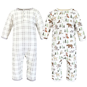 Hudson Baby Unisex Baby Premium Quilted Coveralls, Forest Animals, 18-24 Months