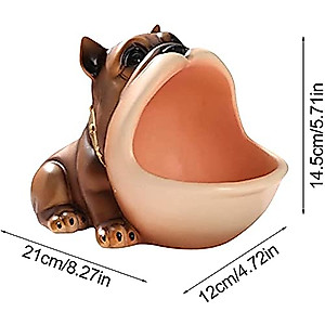 Lantsang Jewelry Organizer Tray, Dog Big Mouth Key Storage Bowl for Entryway Home Table Decoration Sundries Container Key Jewelry Watch Candy Cookies (Brown)