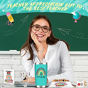Teacher Appreciation Gifts for Women, Teacher Gifts, Teacher Christmas Gifts, Back to School Gifts, Teacher Birthday Gifts, Retirement, Thank You Gifts for Teachers, 20 OZ Teacher Tumbler Gifts Basket