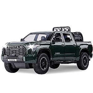 SASBSC Tundra Truck Toys for 3 4 5 6 7 Year Old Boys Off-Road Pickup Toy Trucks for Boys Age 3-5 Diecast Metal Trucks with Light and Sound Pull Back Toy Cars Birthday Gift for Kids Green