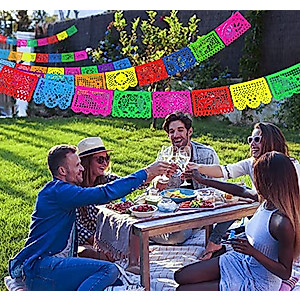 ECOOSTAR 5 Packs 85 Ft Mexican Party Banners, Large Plastic Papel Picado Banner, Mexican Themed Party Decorations For Cino de Mayo, Fiesta Party, Day of The Dead, 85 Feet Long in Total