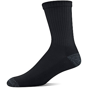 Gildan Men's Polyester Half Cushion Mid-Crew Socks, 12-Pack, Black, Shoe Size: 6-12
