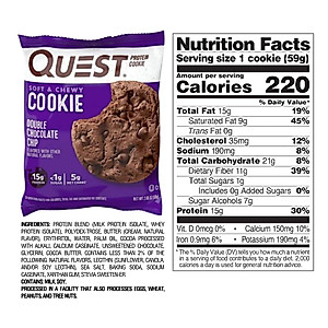Quest Protein Cookie Variety Pack of 5 Flavors (10 Count) High Protein Low Carb Snack Bundle by ZIGGALOU®