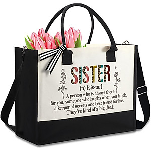 BackURyear Sister Birthday Gifts, Friendship Gifts for Sister, Thank You Gifts for Sister, Sister Tote Bag Gifts, Sister Graduation Gifts, Sis Gifts/Christmas Gifts for Sister