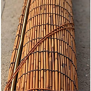 80% Brown Bamboo Blinds, Cordless Outdoor Roll Up Shade 73" 83" 63" 55" 45" 35" 27" 39" Reed Patio Roller Shades for Outside Sun Protection, for Balcony Deck Privacy Screen