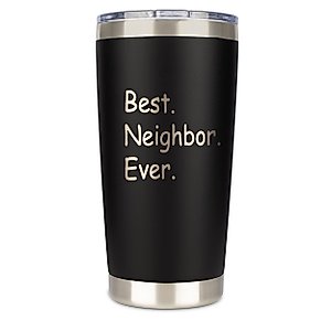 JENVIO Neighbor Gifts | Laser Engraved Stainless Steel Travel Tumbler with Lid and 2 Straws | Housewarming New Ideas Going Away Thank You Valentine's Day (20 Ounce)