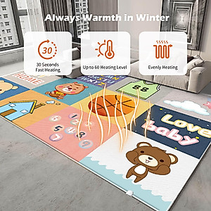 NujorWarm Electric Heating Carpet Heated Rug Space Heater Foot Warmer with Timer Fast Warm Up Safety Protection Pu Leather Easy Clean 110V 1100W 4.9 * 6.56Ft BB