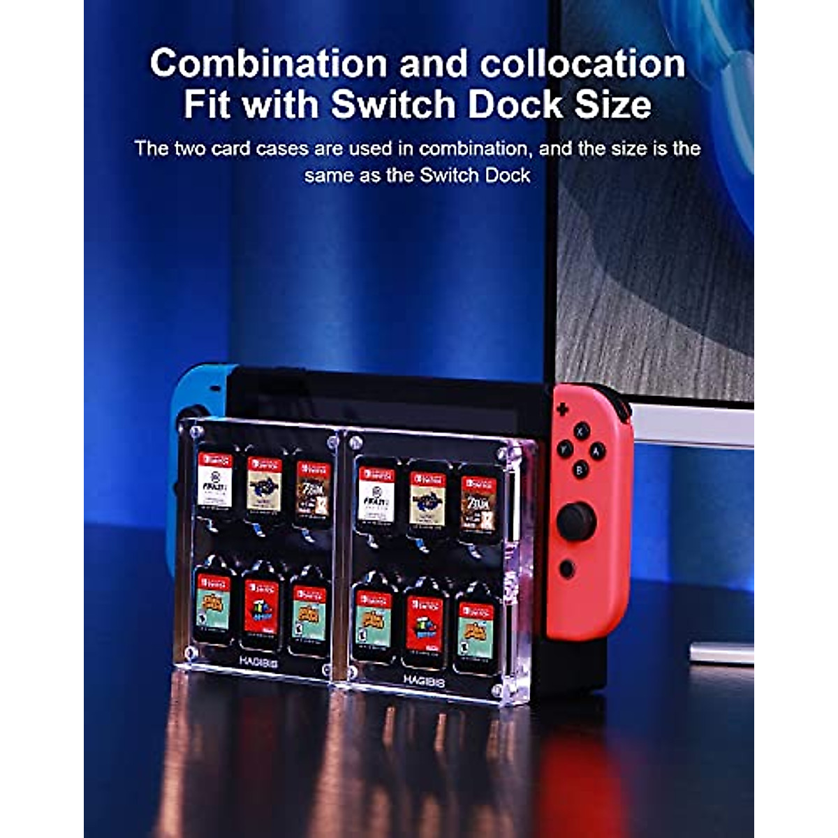 Hagibis Game Card Case for Nintendo Switch, 6 Cartridge Slots Holder Protective Shockproof Display Cabinet, Transparent Acrylic Game Storage Box for Switch NS NX (6 Slots)