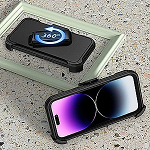 TASHHAR Phone Case for iPhone 14 Pro Case,Heavy Duty Hard Shockproof Armor Protector Case Cover with Belt Clip Holster for Apple iPhone 14 Pro 6.1 5G 2022 Phone Case (Black)