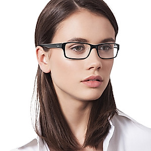 Ray-Ban RX5169 Rectangular Prescription Eyeglass Frames, Black On Transparent/Demo Lens, 54 mm