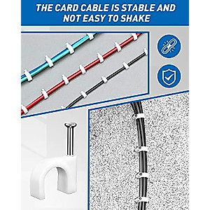 400pcs Cable Wire Clips Circle Cable Clips with Steel Nail 4、6、8、10mm Management RG6 RG59 CAT5 CAT6 RJ45 Electrical Ethernet Dish TV Speaker Cord Tie Holder Single,White Plastic,Coax,Coaxial Clamps