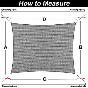 6' x 8' Rectangle Sun Shade Sail Canopy UV Block Fabric Shelter Cloth Screen Awning for Outdoor Patio Garden - 185 GSM, 96% UV Block, Heavy Duty, Customized, Gray
