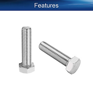 Yinpecly M14-2 x 55mm Hex Bolt Hex Flat Head Cap Bolts Screws for High-pressure Flow Pump Impellers Silver 2pcs