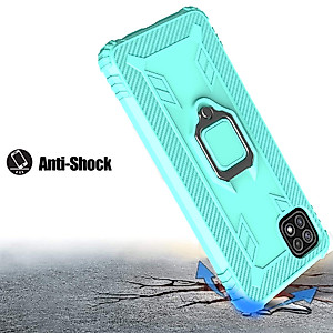 Milomdoi Case for Samsung Galaxy A22 5G with 2 Pack Screen Protector, [Not fit 4G] [Military Grade Protective ] Heavy Duty 360° Finger Ring Kickstand Cover for Samsung A22 5G Phone Case-Light Green