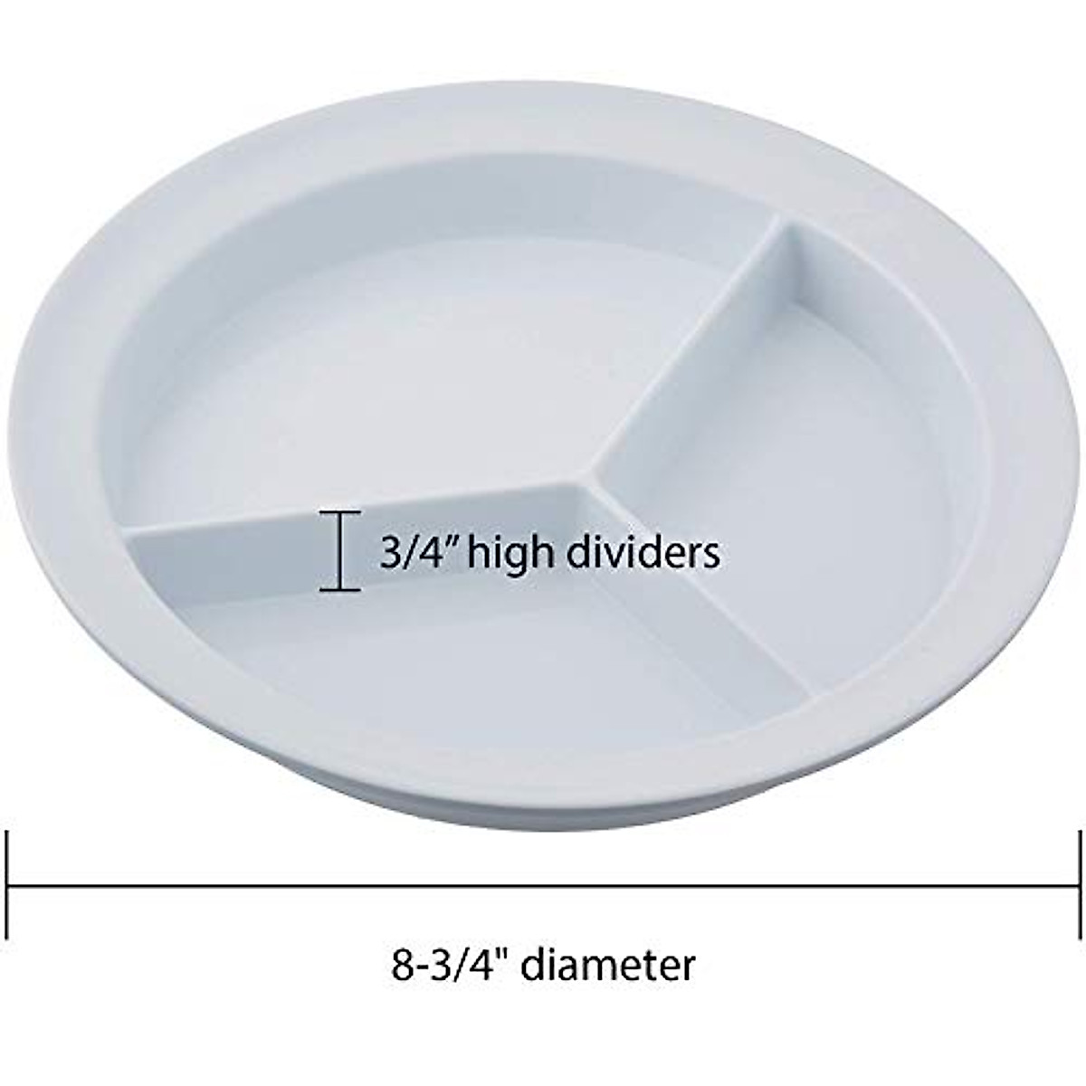 Sammons Preston Partitioned Scoop Dish, Melamine Divided Plate for Kids, Elderly, and Disabled, Divided Sections for Portion Control and Easy Scooping Walls for Limited Mobility, Adaptive Plate, Model:55502
