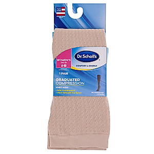 Dr. Scholl's Womens Graduated Compression Knee High - 1 & 2 Pair Packs Energizing Comfort And Fatigue Relief Casual Sock, Beige, 4-10 US