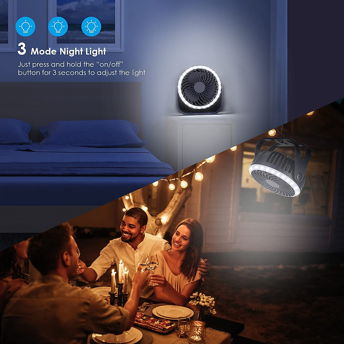 USB Desk Fan,2000mAh Powerful Desktop Table Cooling Fan,Small Personal Fan,USB Rechargeable Mini Fan with 3 speed Strong Airflow for Home Office Desktop Camping,Summer Gift for Friends