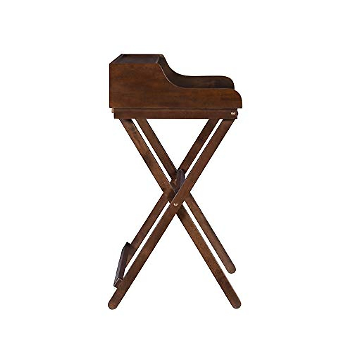 Linon Cade Wood Folding Desk in Antique Walnut Brown