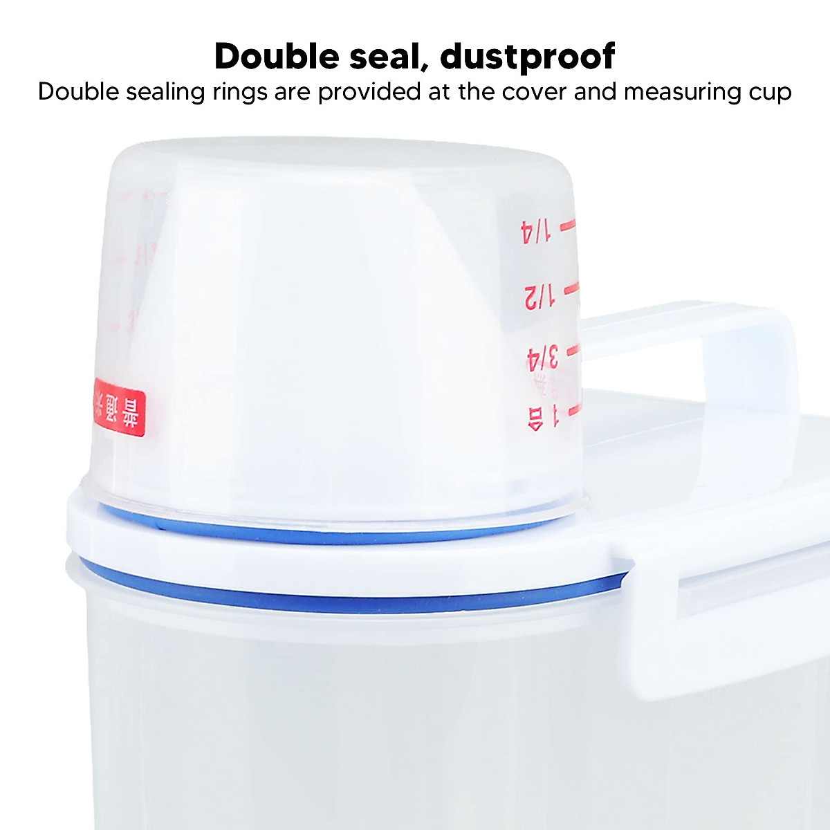 Rice Storage Container, Plastic Rice Dispenser Bin with Measuring Cup, Airtight Grain Dispenser with Claer Scale, Clear Kitchen Food Dispenser for Rice, Beans, Grains, Small Dry Food(2kg White)