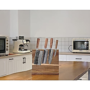 YOUSUNLONG Magnetic Knife Block - Magnetic Knife Holder - Magnetic Knife Stand - Double Sided Magnetic Acacia Wood - Holds 10 inch knives - Large Cutlery Display Stand and Storage Rack