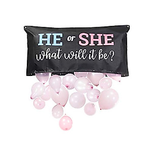 Pop Fizz Designs | Gender Reveal Balloon Drop Bag | He or She, What Will it Be?