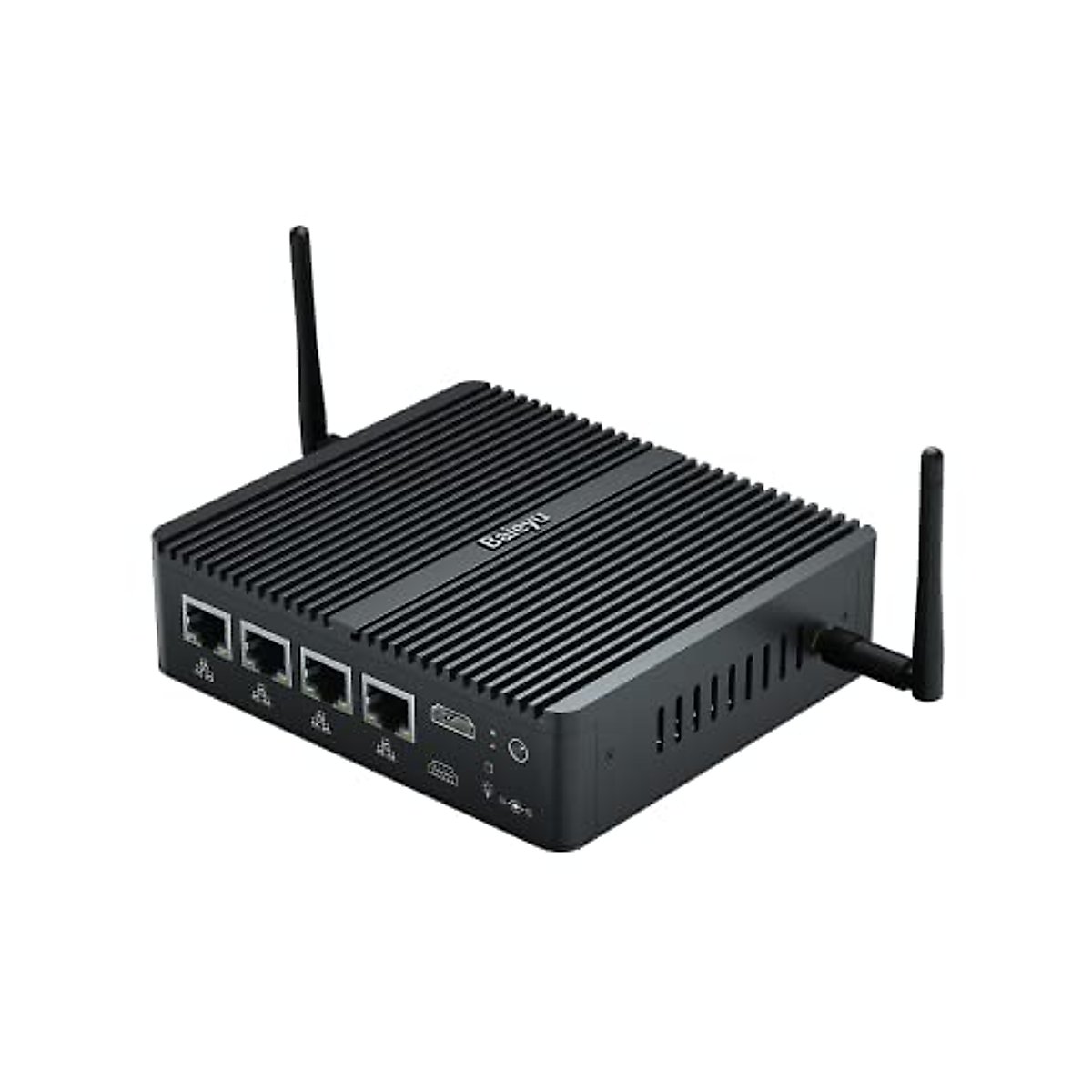 Baieyu Firewall Mini PC Quad Core Celeron J4125 with 8GB DDR4 256GB SSD OPNsense Firewall PC Support 4K HD, 4 × 2.5GbE LAN, 1 × HD, 1 × RS232 COM, 2 × USB3.0, 4 × USB2.0 Ports, Dual Band WiFi, BT4.0