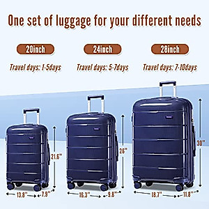 Joyway Luggage Sets,3 Piece Suitcase Set Carry On Luggage with Spinner Wheels,Hardside PP Durable Luggage with TSA Lock(Blue, 11 piece set)…