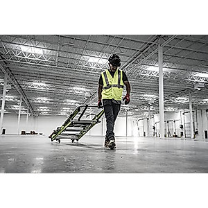 Little Giant Ladders Little Giant Ladder Systems Safety Cage 2.0, M4, 4ft Enclosed Platform, Ladder with Adjustable Outriggers, Fiberglass, Type 1AA, 375 lbs Weight Rating, (19704-146), Hi-viz Green