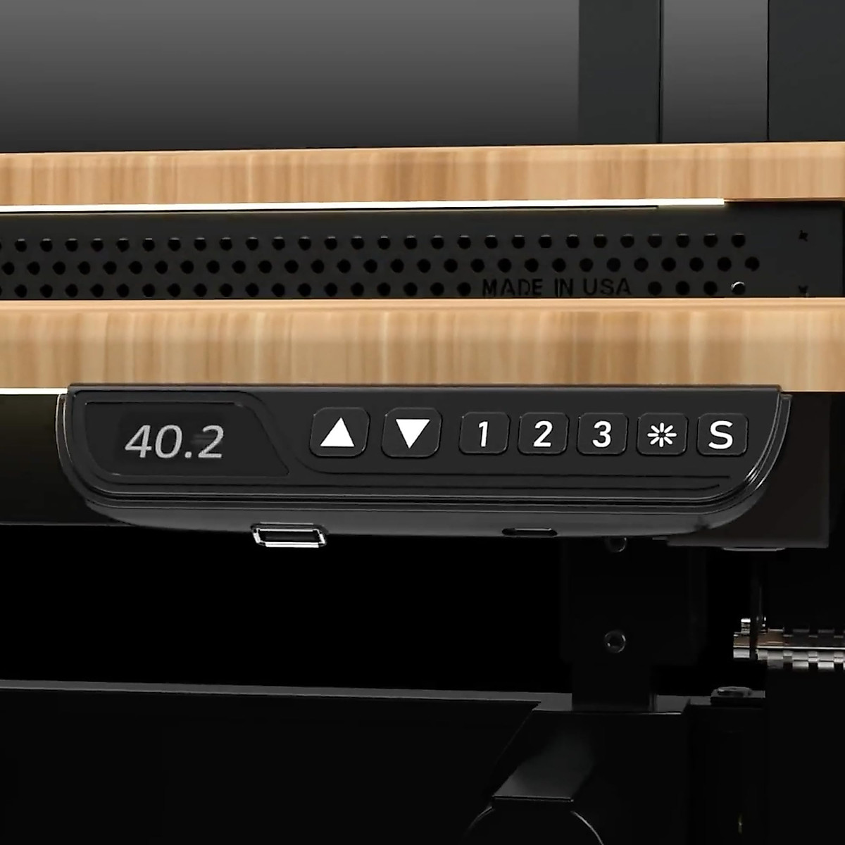 VERSADESK® Foundry Bench 80" x 80" Extra Wide L-Shaped Split-Level Corner Standing Desk | Electric Height Adjustable. 1" Bamboo Surface. USB & USBC Charging Ports. Mobile App Controllable.