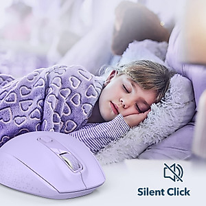 WisFox Bluetooth Mouse, Silent Wireless Mouse Come with 2 Modes (Bluetooth 3.0/5.0 + USB), Multi-Device Portable Cordless Mouse for Laptop, iPad, MacOS, PC, Windows, Android (Purple)