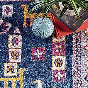 nuLOOM Marisela Tribal Runner Rug, 2' 8" x 8', Navy