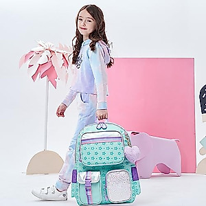 Meetbelify Backpack for Girls School Bag Aesthetic Backpack for Elementary Student Teen Girls Cute Bookbag Kids Kawaii Backpack for Girls 8-10