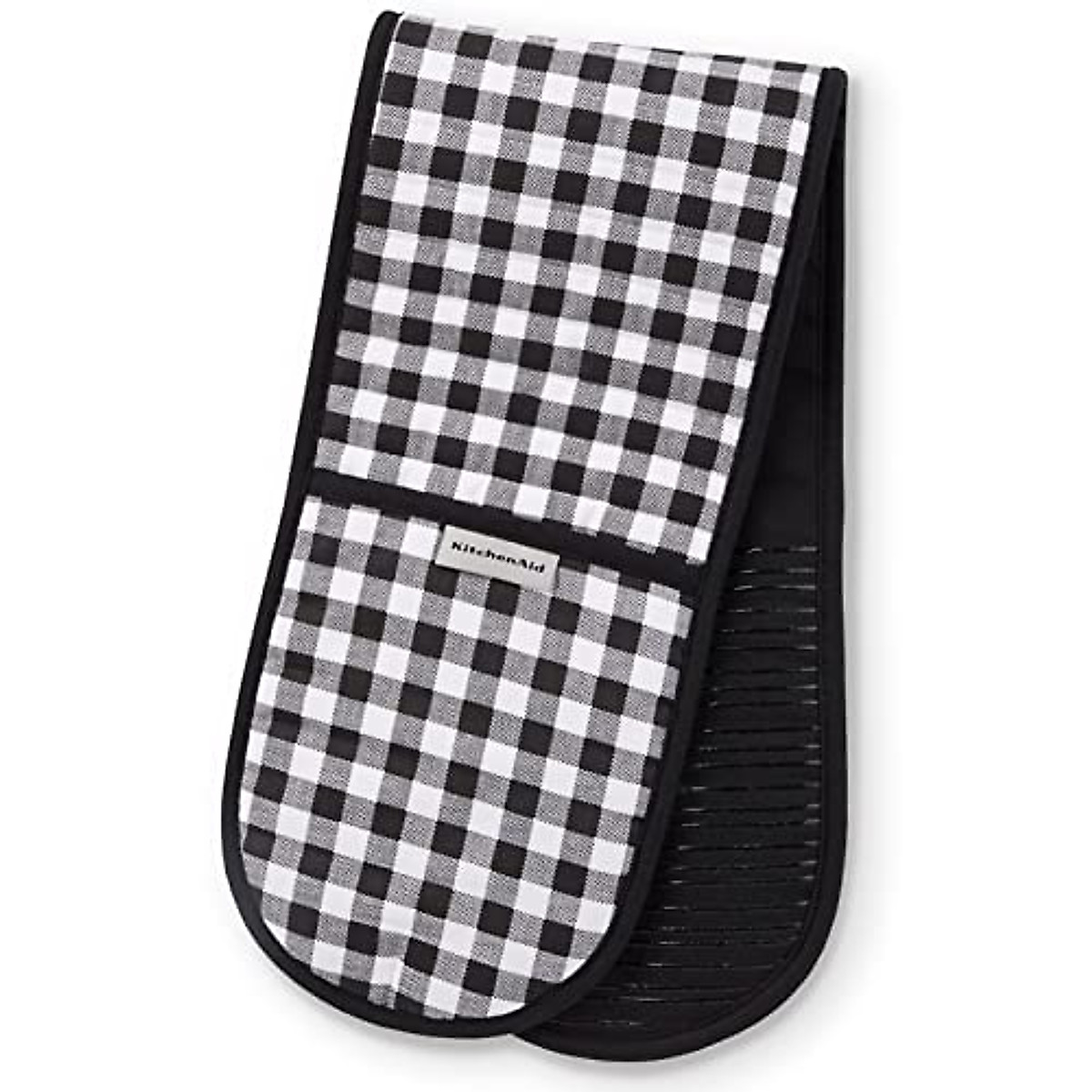 KitchenAid Gingham Casserole Mitt Single Pack, Onyx Black, 35"x7.5"
