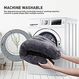 Dog Crate Bed Washable Dog Beds for Large Dogs Deluxe Thick Flannel Fluffy Comfy Kennel Pad Anti-Slip & Anti-Scratch Pet Sleeping Mat, 35 x 23 Inch, Gray