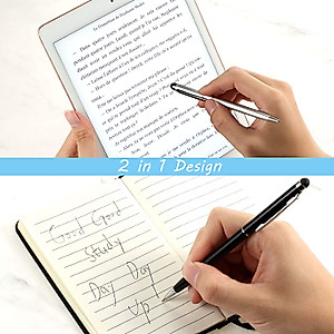 32 Pieces Stylus Pen for Touch Screens, 2 in 1 Universal Ballpoint Fine Tip Stylus Metal Pens, Black Ink, for Most Capacitive Touch-Screen Phone Tablet (Black, Silver)
