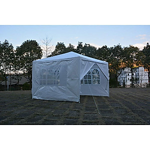 OxiQmart 10'x10' 4 Walls Canopy Party Wedding Tent White Gazebo-Upgrade Section