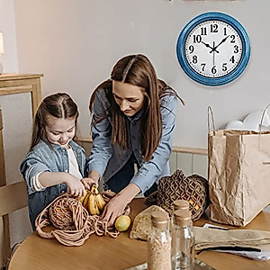 JENLYSTIME 12 Inch Retro Wall Clock Silent Non Ticking Battery Operated Movement Easy to Read Wall Clocks Decorate for Bedroom Living Room Kitchen Office(Blue)